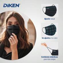 DIKEN Cubrebocas/Mascarilla, Plisado de 3 Capas con Ajuste Nasal ...