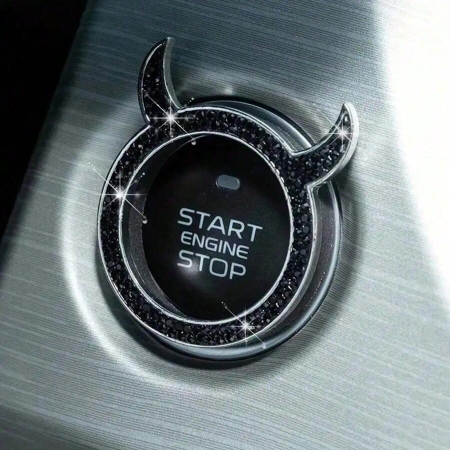 1pc Car One-Button Start Decoration Ring, Little Devil Horn, Car ...