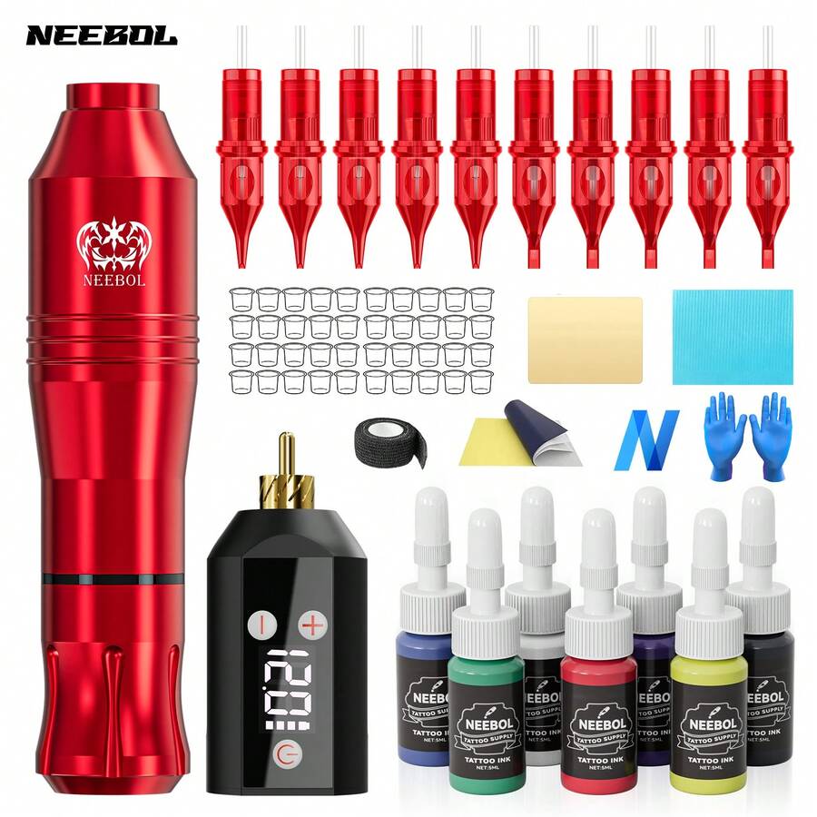 Neebol Neebol Rotary Tattoo Pen Kit, Wireless Tattoo Machine With ...