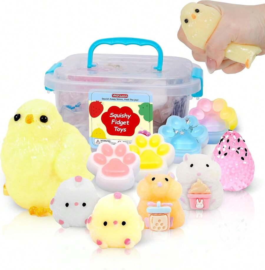 10 Pack Taba Squishy Toys Kit With 10 Cute Stickers & Toy Box,Mochi ...