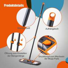 CLEANHOME Wischmopp-Set mit 3 waschbaren Faserpads und ausziehbarem ...