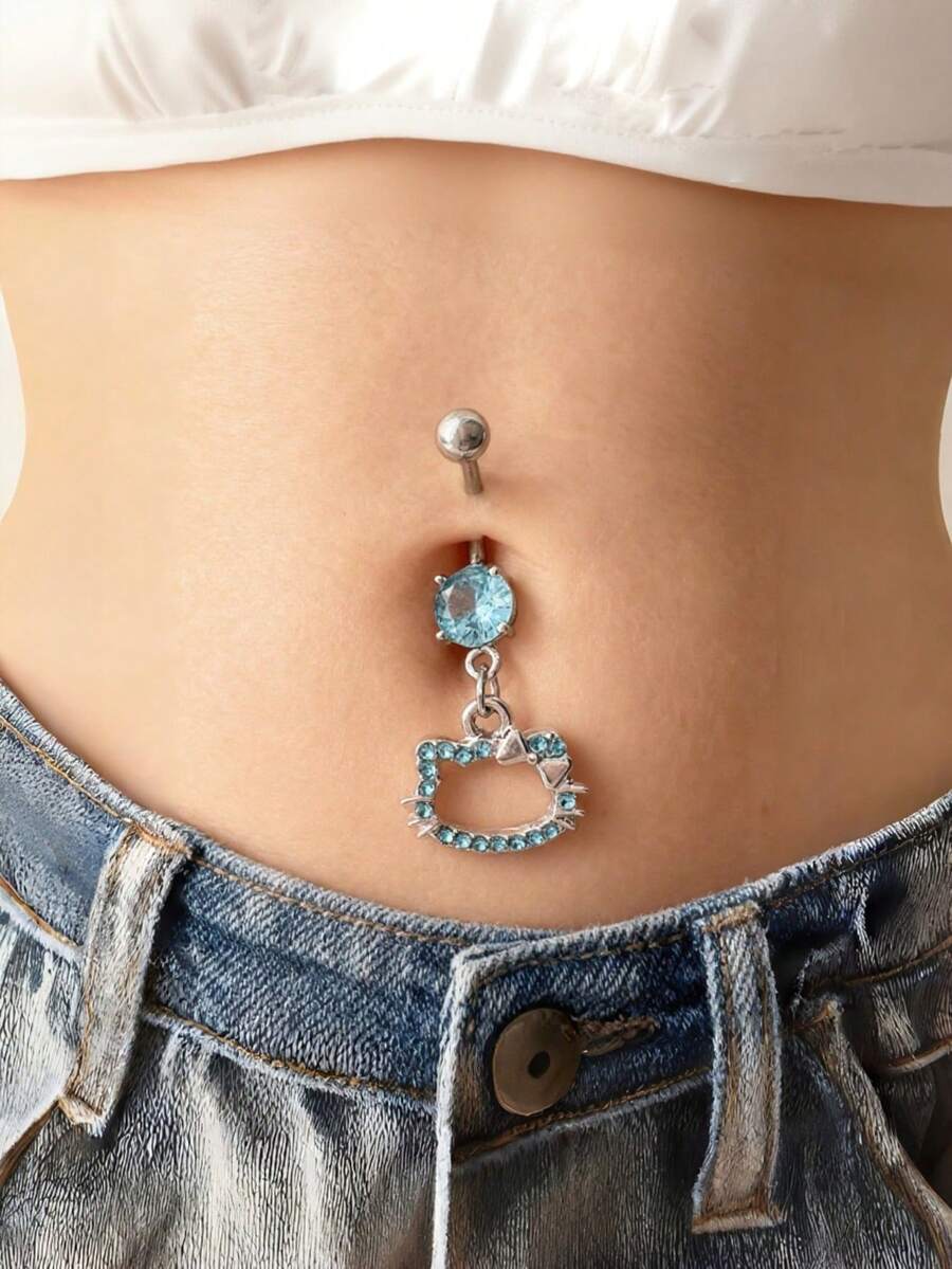 Sanrio HelloKitty Rhinestone Cute Navel Piercing Jewelry, Sexy Charm ...