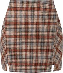 Women's Fashion Faux Wool Mini Skirt High Waisted Y2K Side Slit Tweed ...