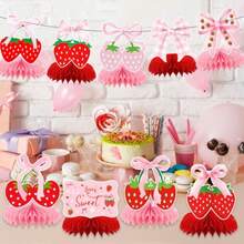 D9 PCS Pink Bow Strawberry Honeycomb Centerpieces Bow Strawberry ...