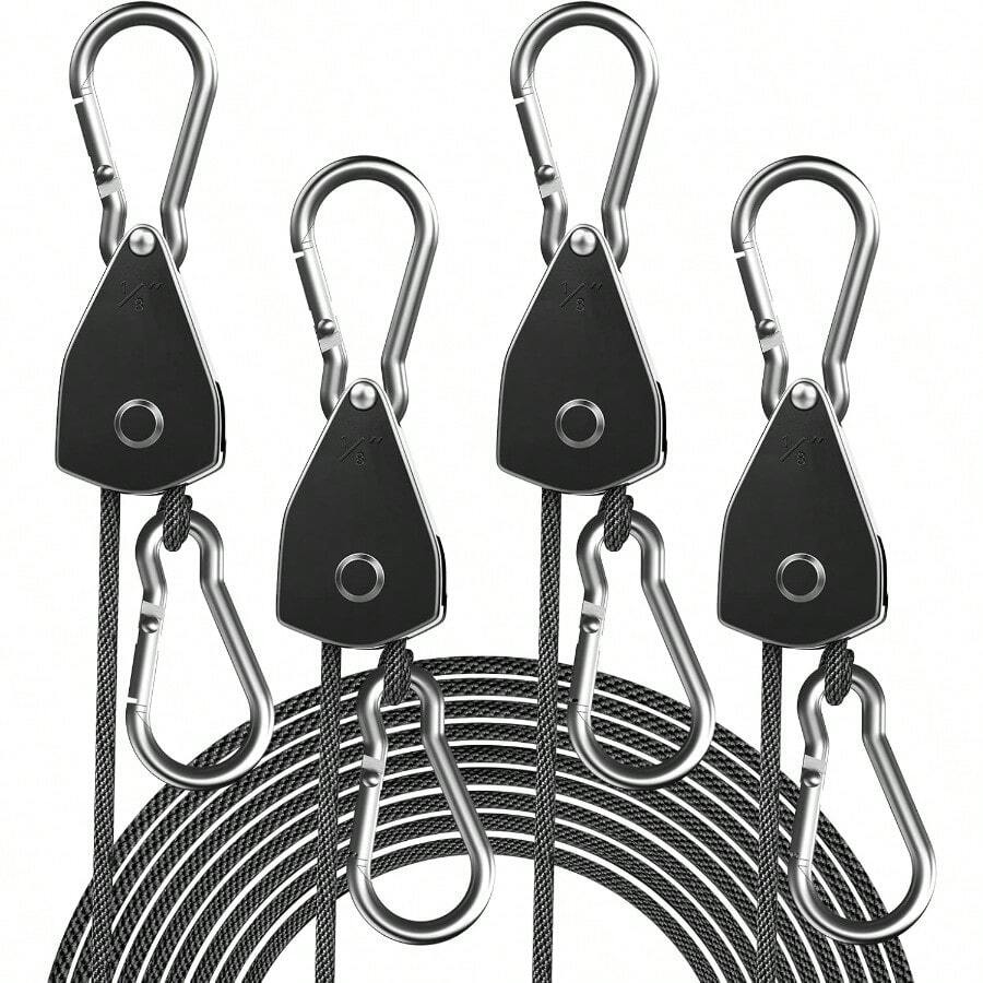 4-Pack 1/8" Adjustable Rope Hanger Heavy Duty Ratchet Tie Down Strap ...