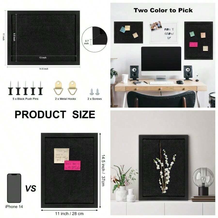 Cork Board Bulletin Board With Felt, Wood Framed Display Bulletin Board ...