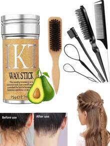 ikt Hair Wax Stick Styling Set – Non-Greasy Edge Control Kit With Boar ...