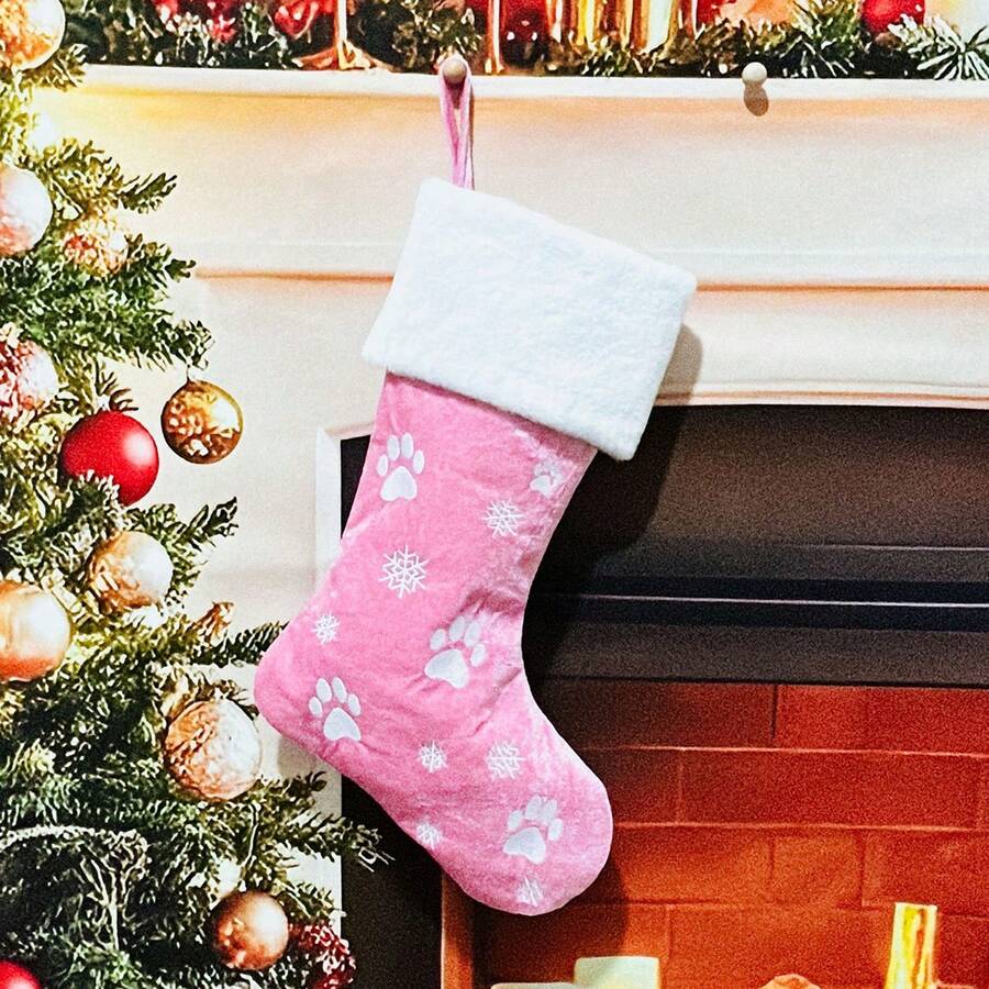 Christmas Hanging Socks Snowflake Dog Claw Embroidered Christmas ...