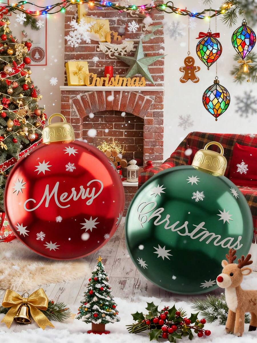 1pc Inflatable Christmas Ball Giant PVC Xmas Inflatable Decorated Balls ...