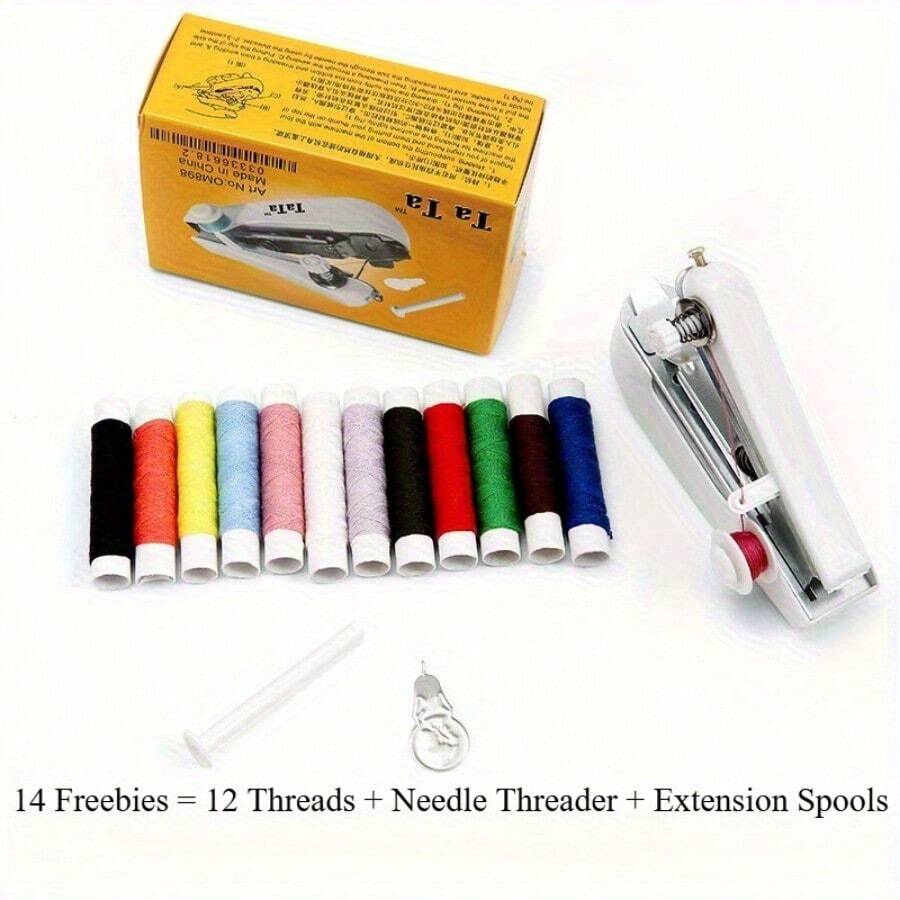 14pc Portable Handheld Sewing Machine Set - Compact Manual Sewing Tool ...