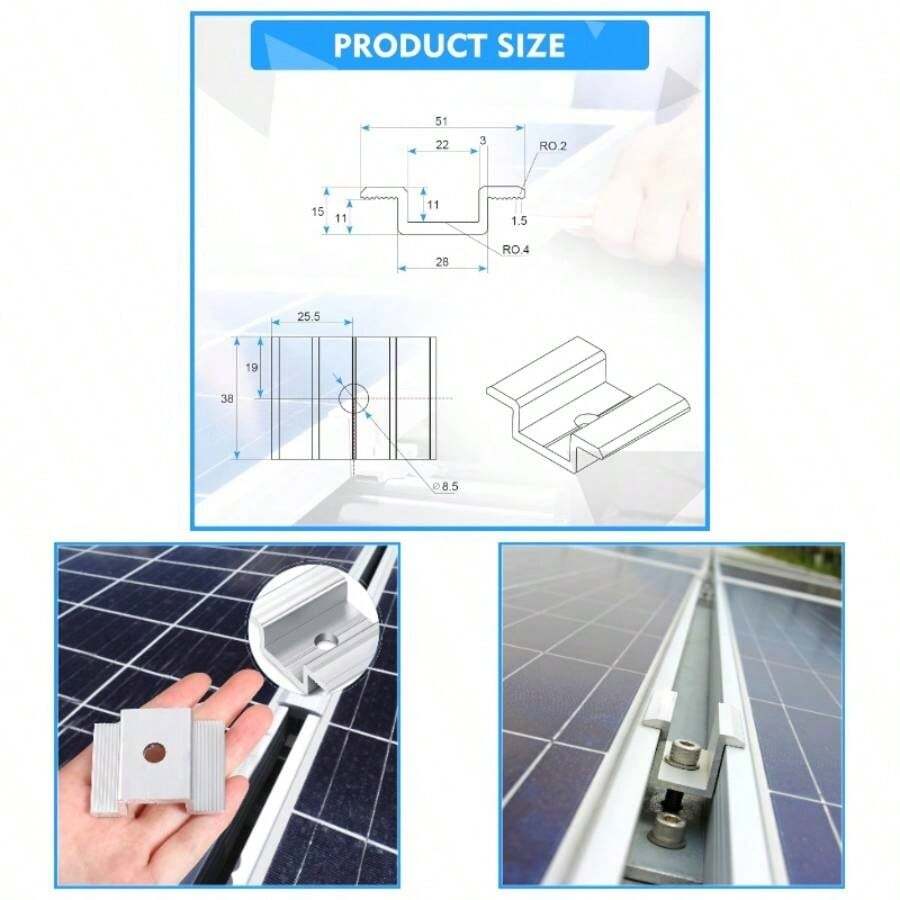 12 Pack Panel Mid Clamps 1.06 Inch Panel Bracket Aluminium Mounting ...