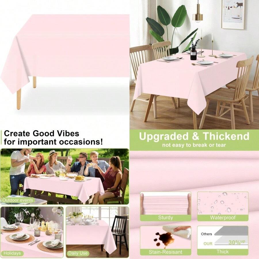 Plastic Table Cloth Disposable 2 Pack 54 X 108 Inch Tablecloths For Rec ...