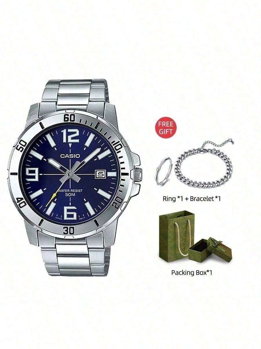 Casio MTP-VD01D-2B Men's Analog Watch, Daily Quartz Watch Lightweight ...