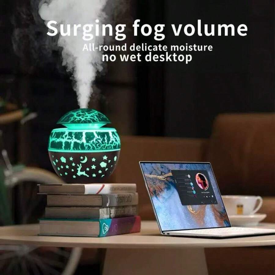 USB Mini Mushroom Humidifier, Air Purifier For Bedroom, Wooden Grain ...