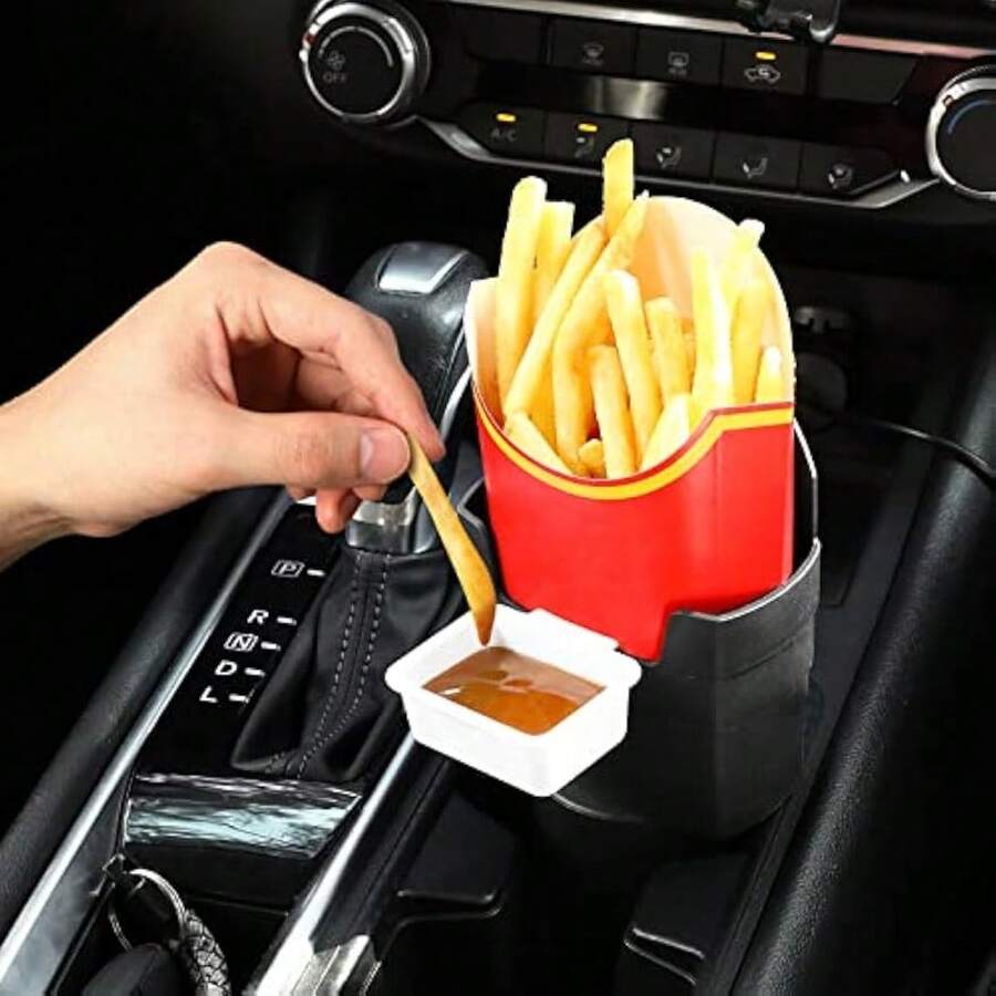 French Fry Holder And Sauce Holder Set For Car, Funny Useful White ...
