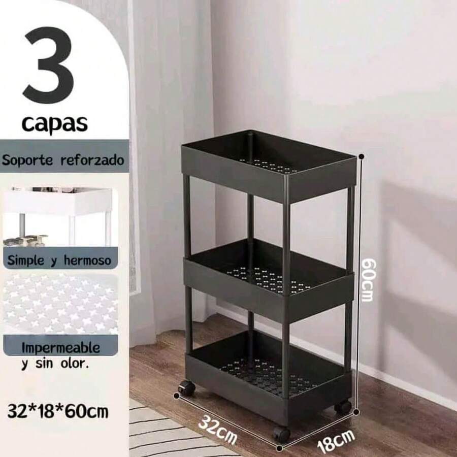 CARRITO PLASTICO 3 niveles negro | Moda de Mujer | SHEIN México
