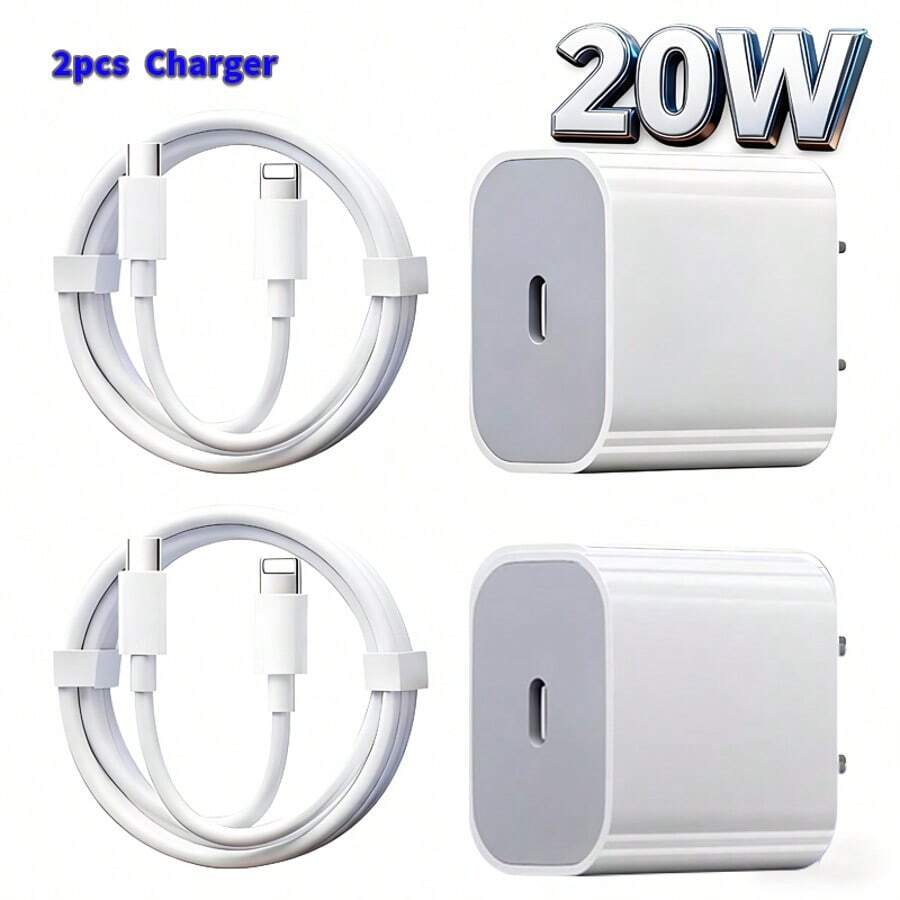 SpeedScope 20W USB-C Fast Charging Set: 2 Charger Blocks + 6FT USB-C ...
