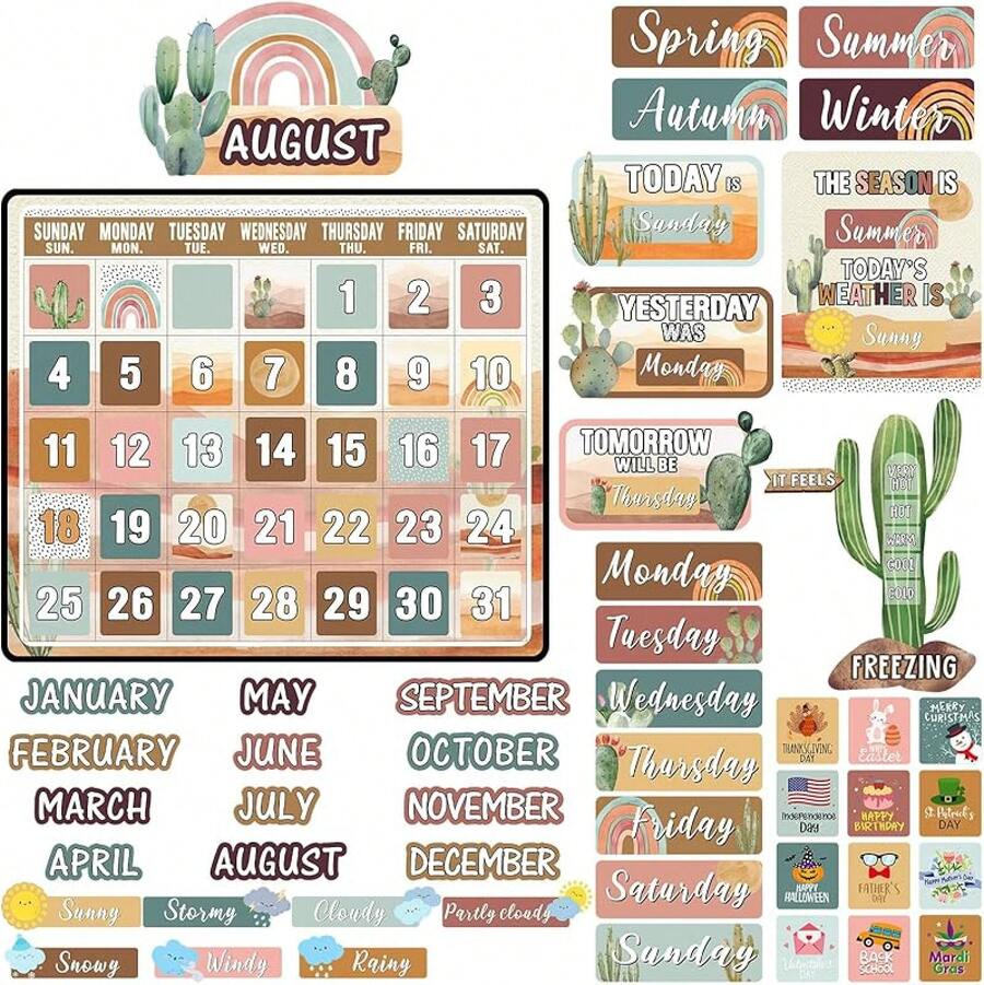 Cholemy 85 Pcs Calendar Bulletin Board Set Classroom Calendar Bulletin ...
