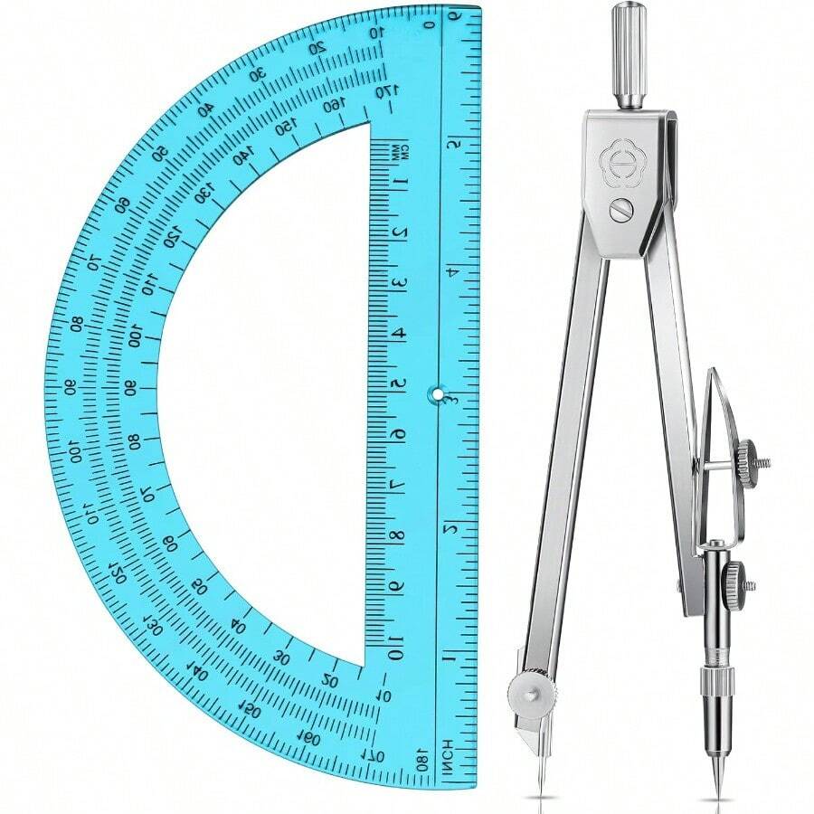 Drawing Compass And 6 Inch Protractor, Student Geometry Math Set ...