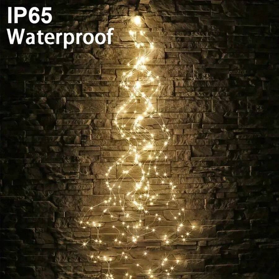 1pc 2M/3M Waterfall Beam Light, LED Firefly String Lights, USB Silver ...