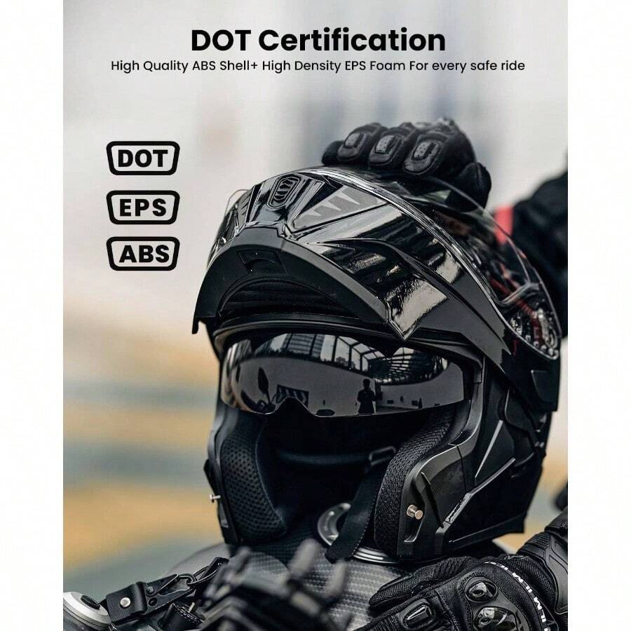 Motorcycle Modular Full Face Helmet Adult Flip Dual Visor Tail Optional ...