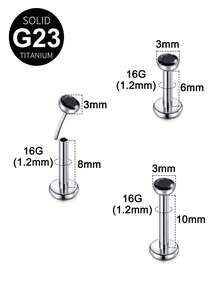 2pcs G23 Titanium Threadless Labret Studs, Flat Back Push Pin Earrings ...