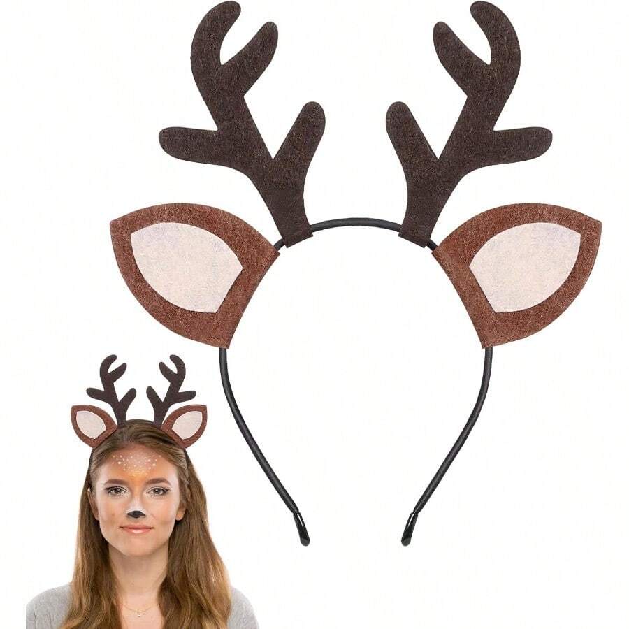 Cute Reindeer Antlers Headband With Horns And Ears For Halloween ...