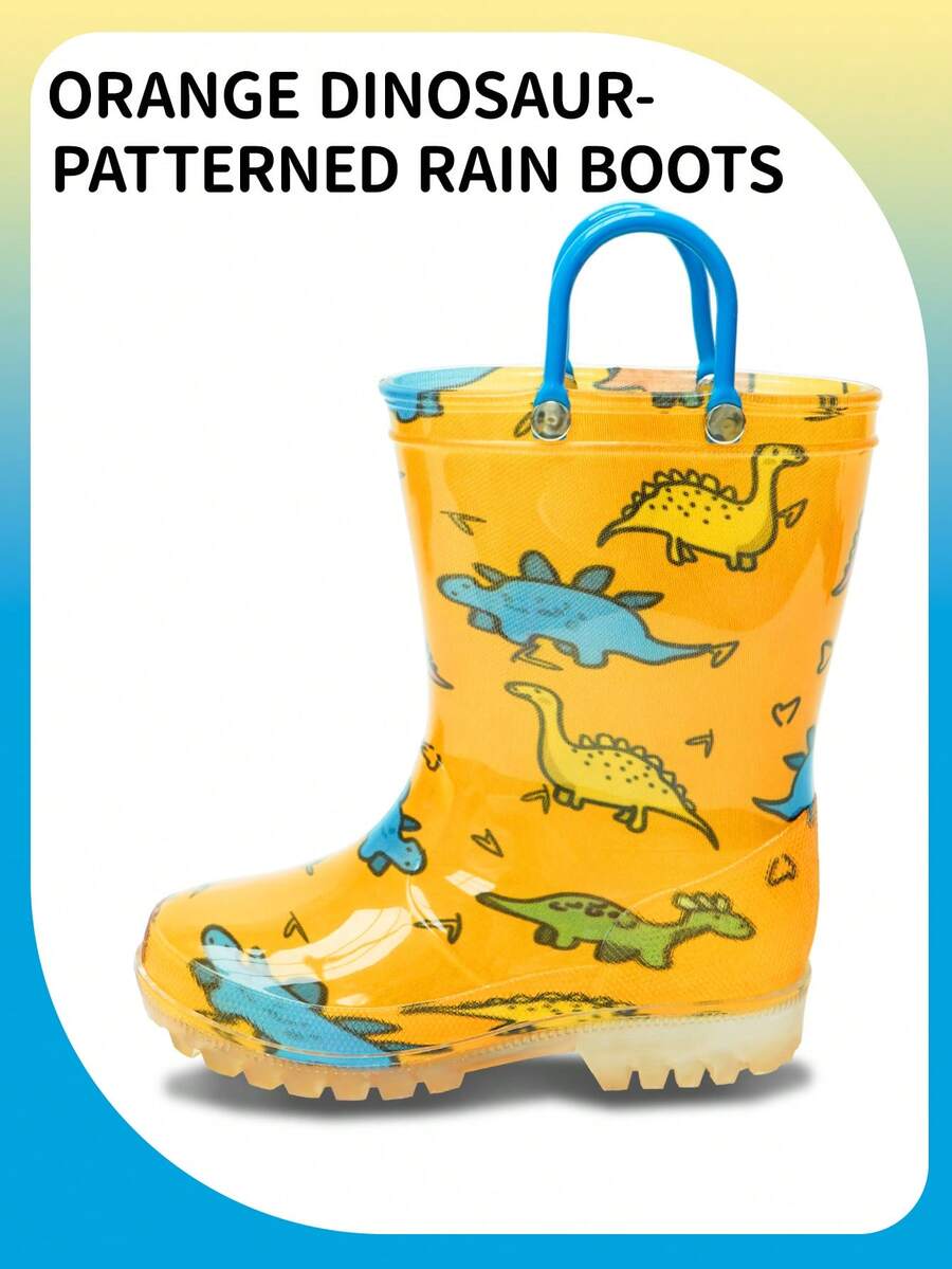 PVC Rain Boots With Cartoon Dinosaur Kid's Boots With Handle Boys For ...