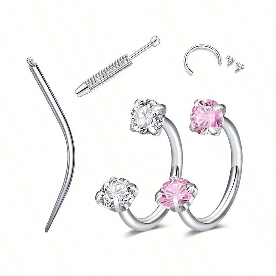 18G Internally Threaded Nose Stud & Horseshoe Ring Set - Surgical Steel ...