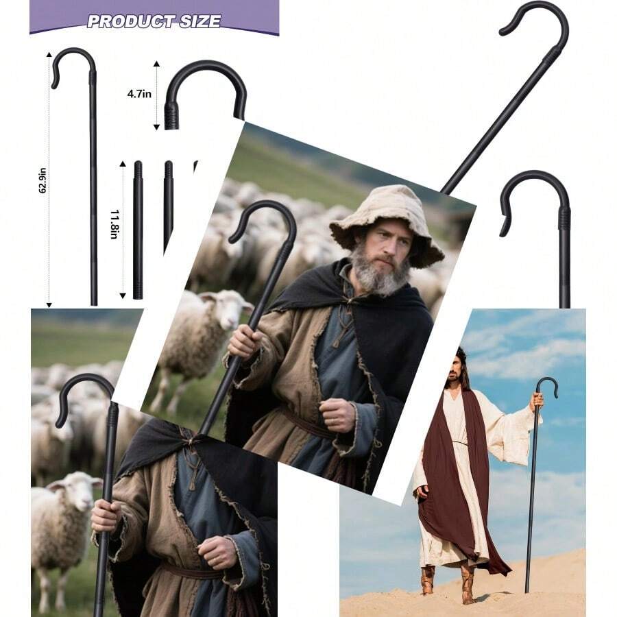 Poen Halloween Shepherd's Staff Hook Prop Costume 5Ft Tall Walking Cane ...