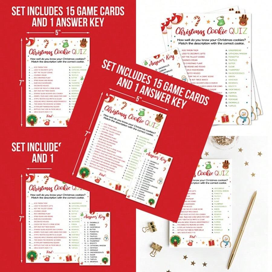 Pink Pixie Studio 15 Christmas Cookie Quiz Game Cards- Holiday Party ...