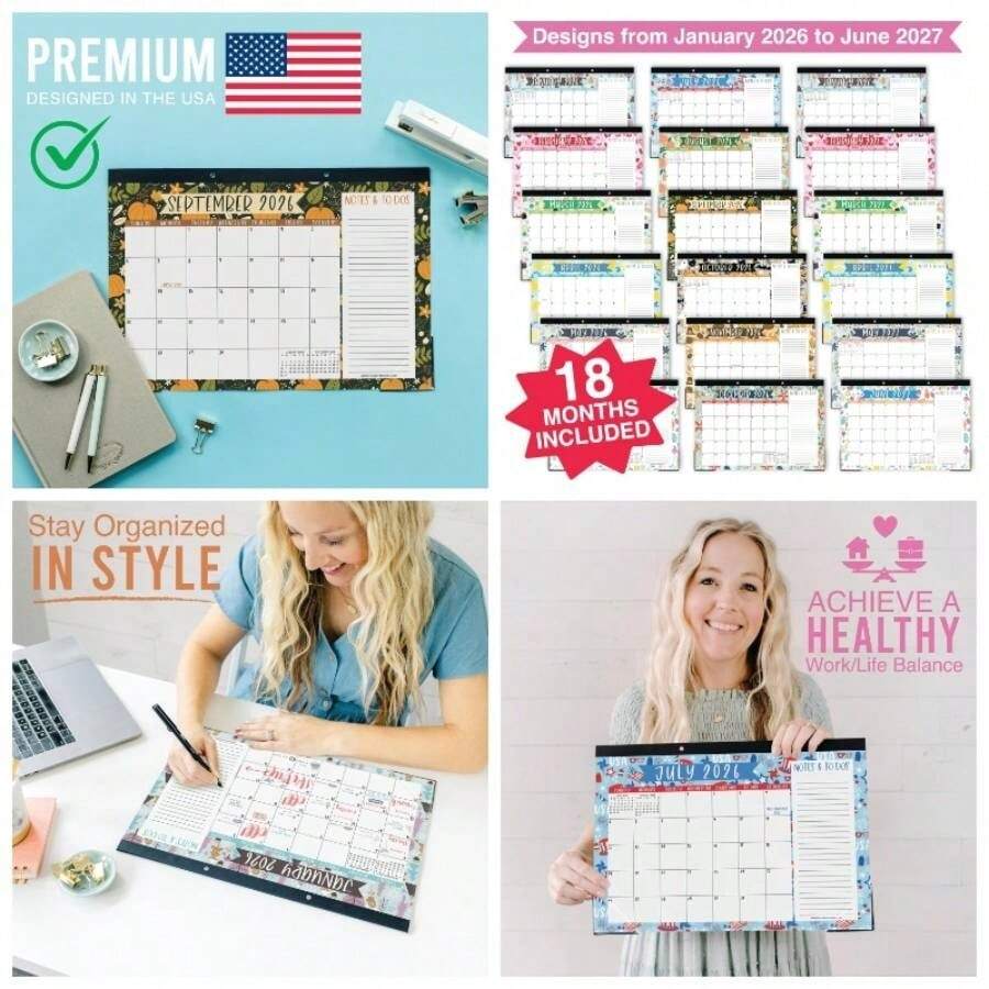 Large Desk Calendar 2026 - 2027 - Monthly Teacher Desk Calendars 2026 ...