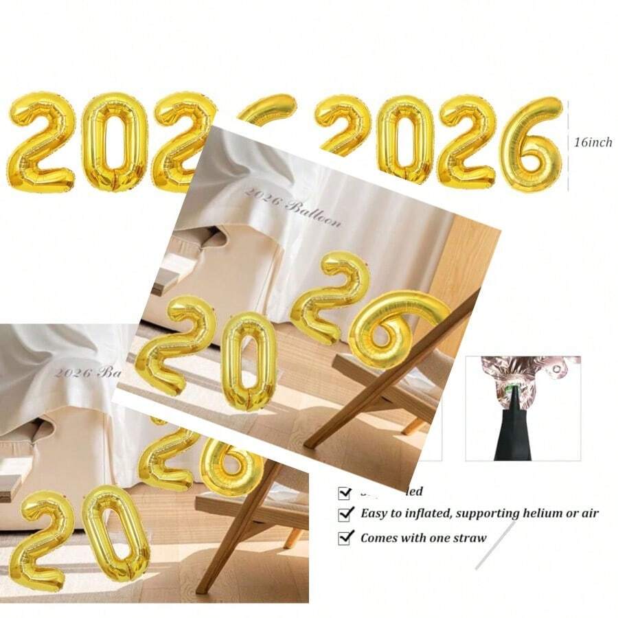 16 Inch 2026 Balloons 2026 Foil Number Balloons For 2026 New Year Eve ...