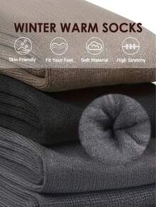 1 Pair Of Men's Winter Warm Socks - Thick Fleece Blend Reinforced Toe ...