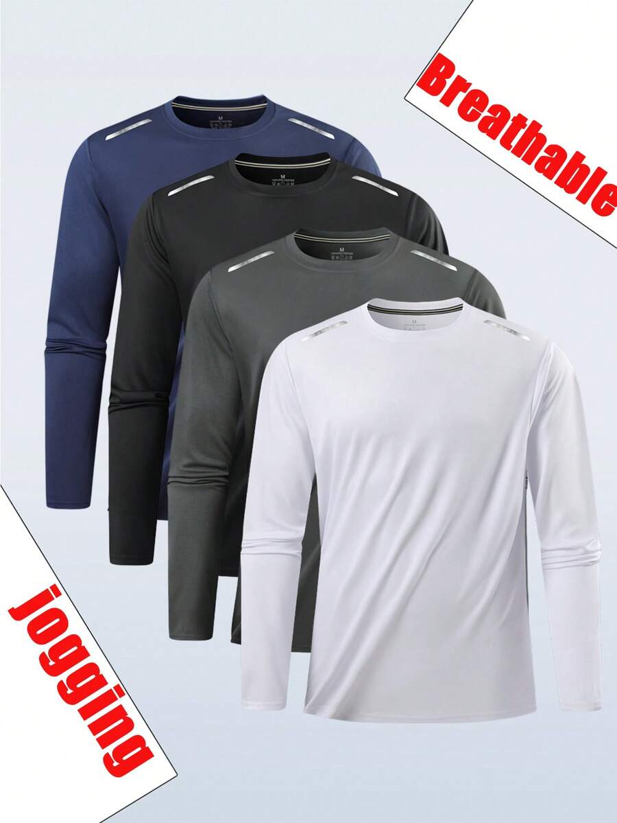 Men's Outdoor Sports Compression Shirt, Thin Long Sleeve Fitness ...