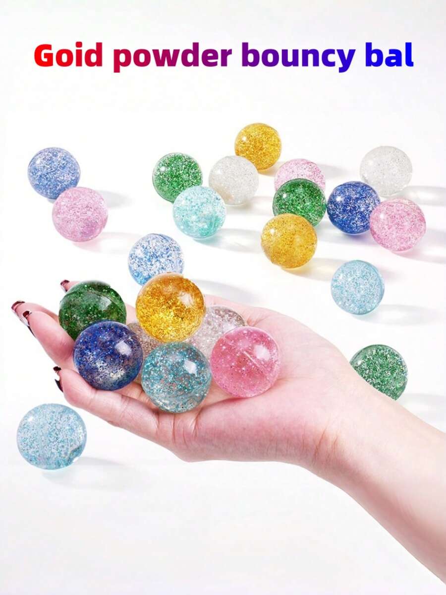 32mm/27mm Elastic Bouncy Balls, Transparent Fine Powder Elastic Balls ...