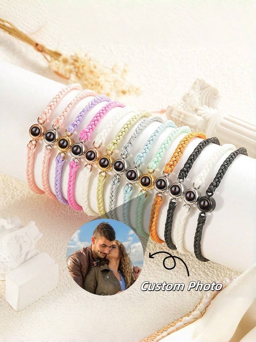 Stainless Steel Photo Projector Bracelet, Adjustable Colorful Braided ...