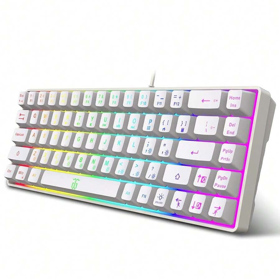 60% Percent Gaming Keyboard, Compact RGB Backlit Ergonomic Small Mini ...