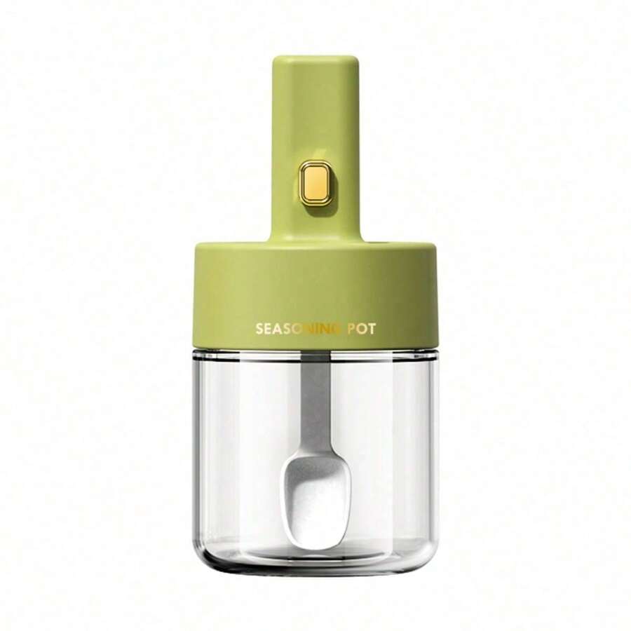 Glass Spice Jar With Built-In Spoon (8.79 Oz) - Sealed Lid, Easy ...