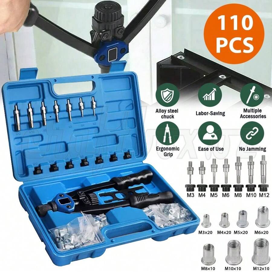Rivet Nut Gun M3-M12 Insert-Tool Set Threaded Riveter Riv-Nut Nutsert Kit 110PCS | SHEIN South ...