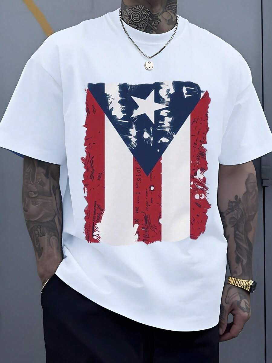Bandera de Puerto Rico efecto envejecido bordes irregulares representa ...