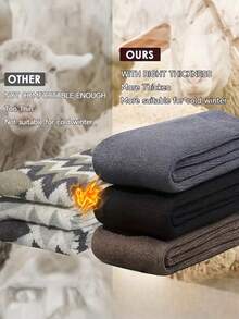 1 Pair Of Men's Winter Warm Socks - Thick Fleece Blend Reinforced Toe ...