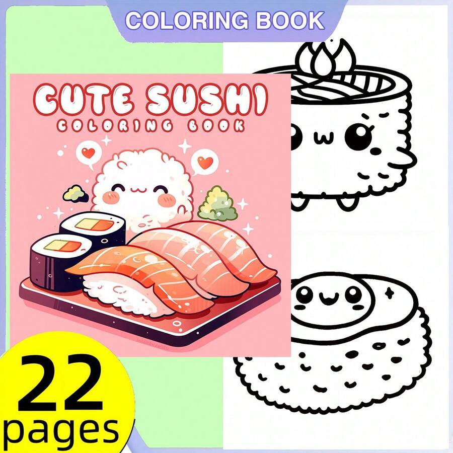 Japanese Food Coloring Book, Easy To Color, Cartoon Style, Book ...