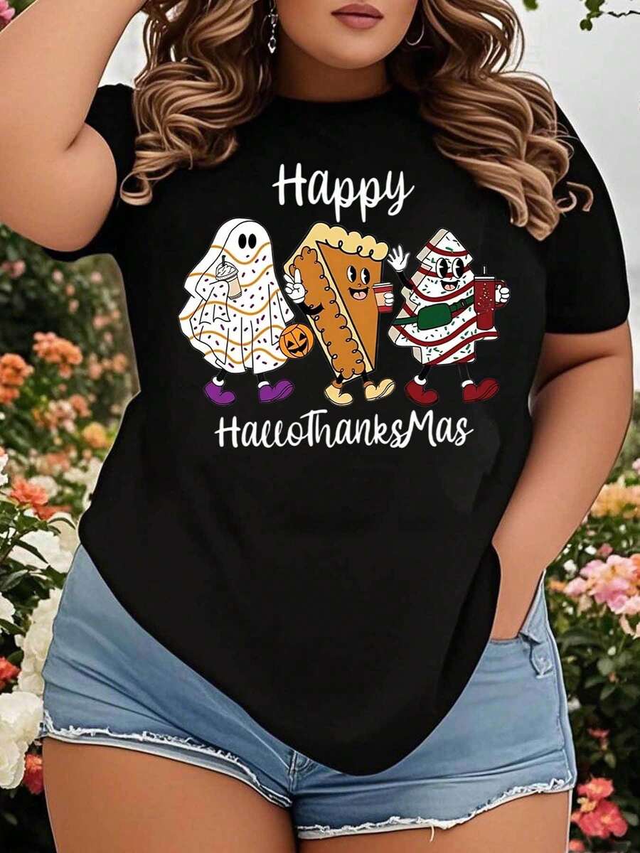 Happy HallowThanksMas T-Shirt - Halloween Thanksgiving Christmas ...