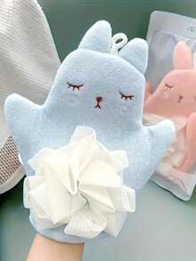 1pc (Powder Blue) Cute Cartoon Bath Gloves, Non-Electric Bath Scrubber ...