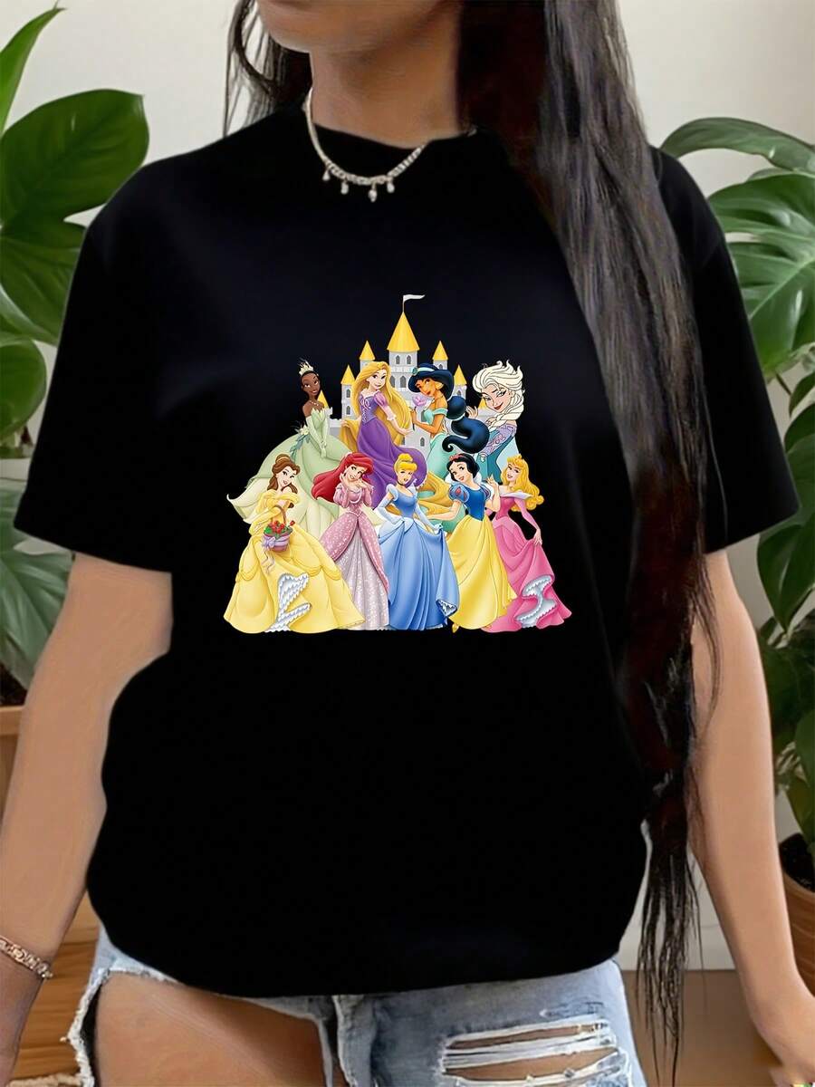 Disney Disney Disney Princesses Group Castle Print Women's T-Shirt ...