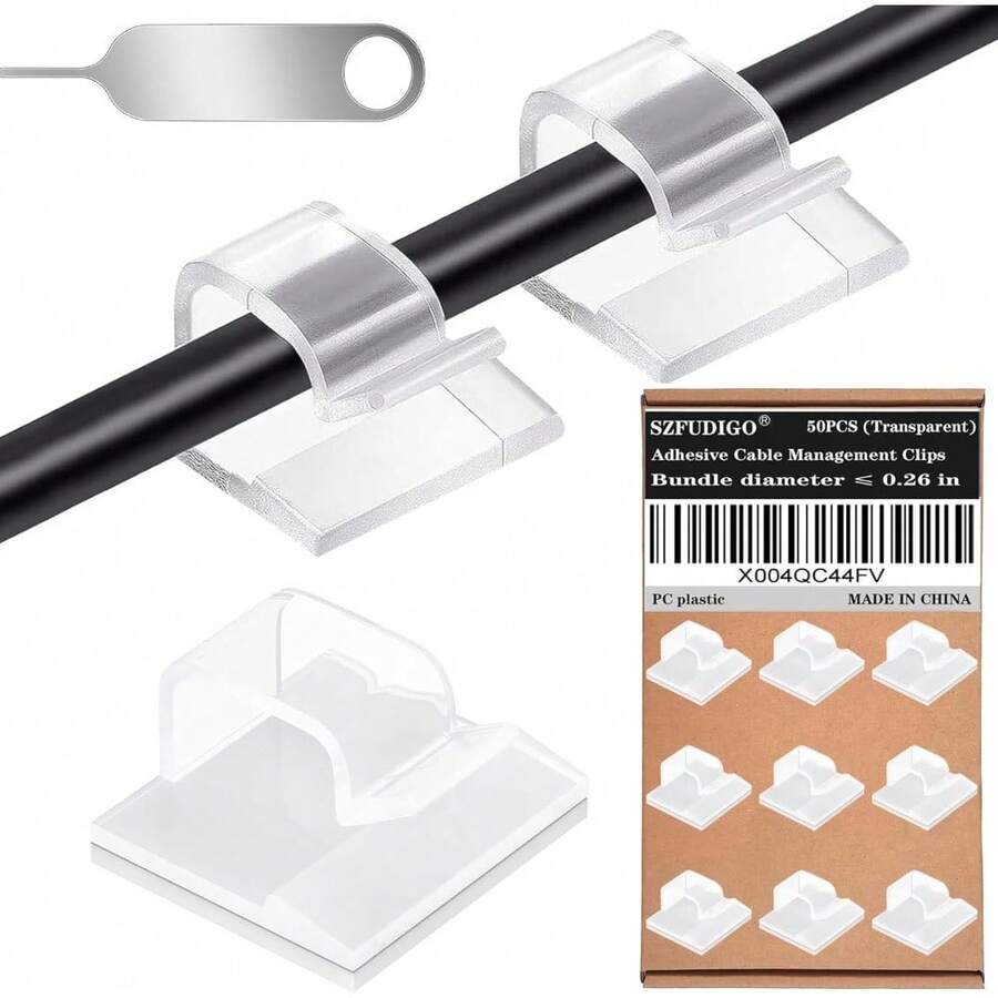 Cable Clips,50PCS Electrical Cord Management Adhesive Cable Wire Clip ...