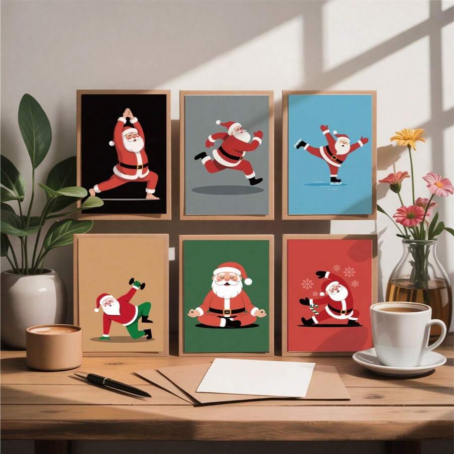 24pcs Christmas Santa Claus Greeting Cards (With Envelopes): Yoga ...
