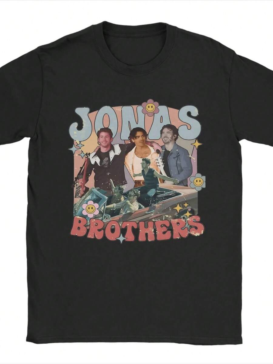 Music Brothers Tour 2025 Jonas Concert T Shirt Men Cotton T-Shirt Round ...