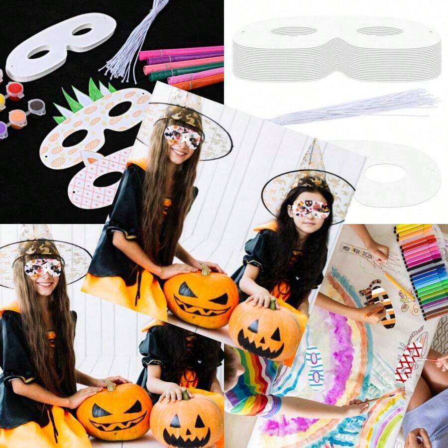QQWQ20 Pcs Paper Masks For Crafts White Paper Eye Masks Paintable Plain ...